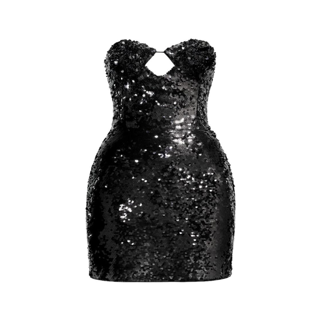 (W) 에이치앤엠 x 막다 부트림 시퀸 로즈 아플리케 아워글래스 드레스 블랙 | H&M | KREAM