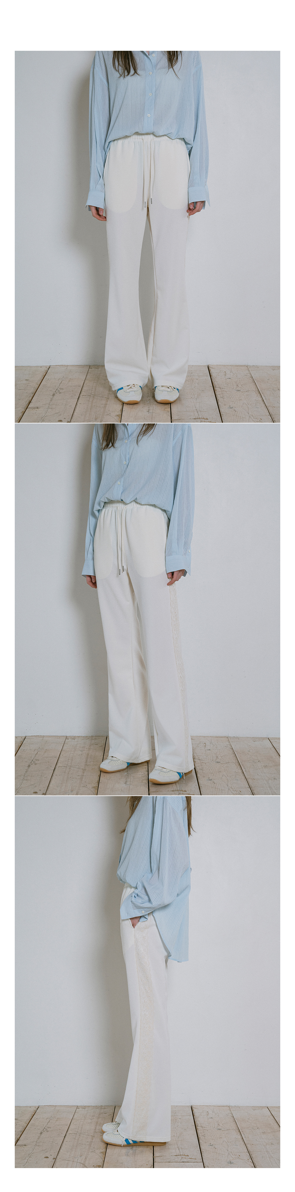 반원 아틀리에 P3248 레이스 플레어 팬츠 크림 | Vanone Atelier | KREAM