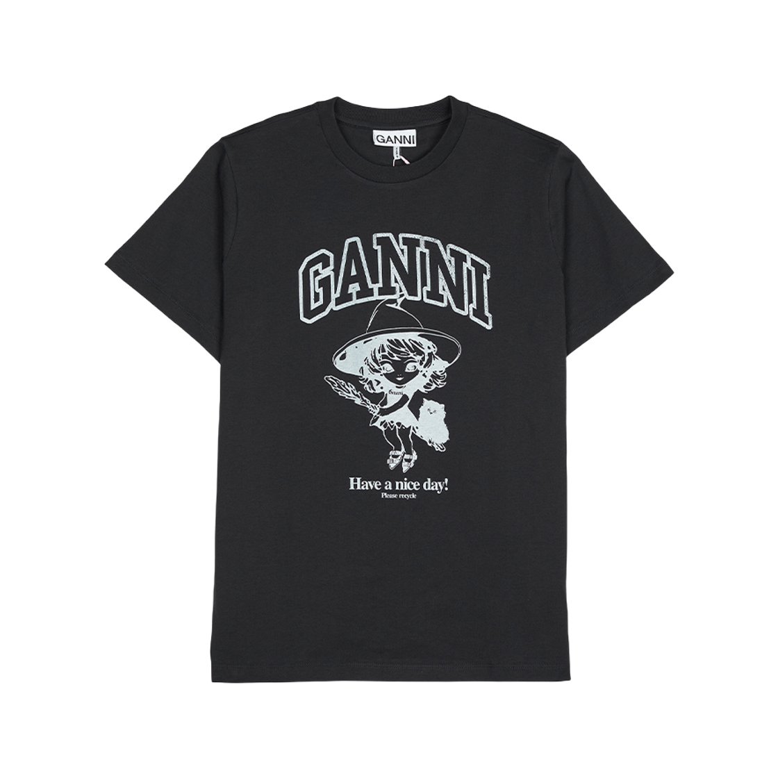 (W) 가니 숏 슬리브 티셔츠 차콜 | Ganni | KREAM