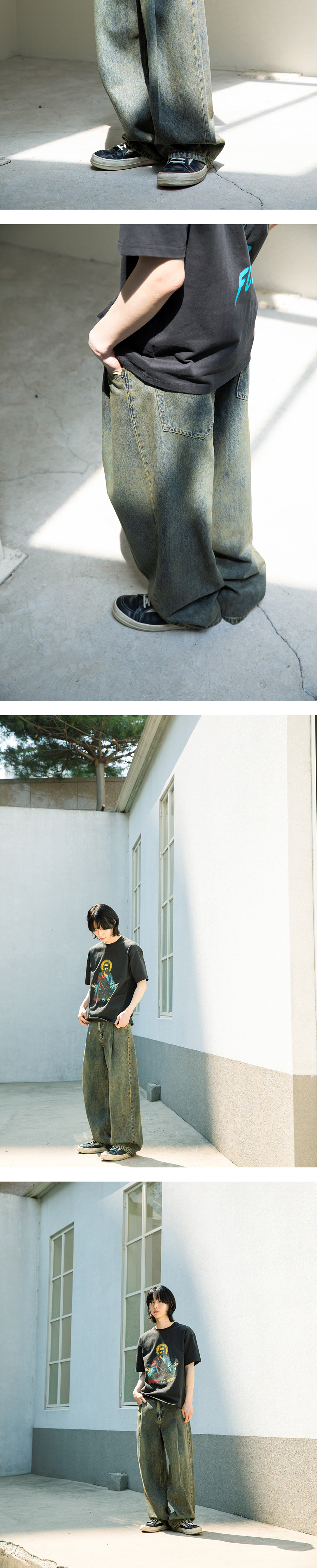 비긴202 원턱 와이드 슬랙스 데님 팬츠 데저트 블루 | Begin202 | KREAM