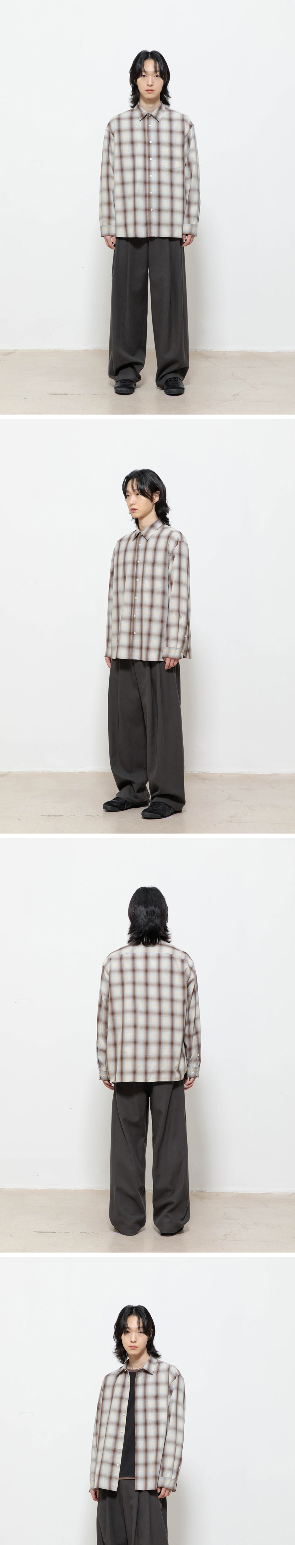 비긴202 옴브레 체크 셔츠 브라운 블루 | Begin202 | KREAM