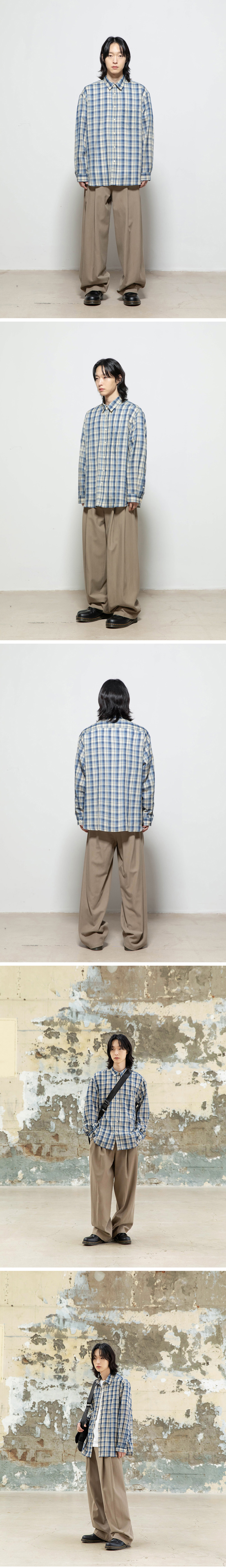 비긴202 크리즈 체크 셔츠 블루 | Begin202 | KREAM