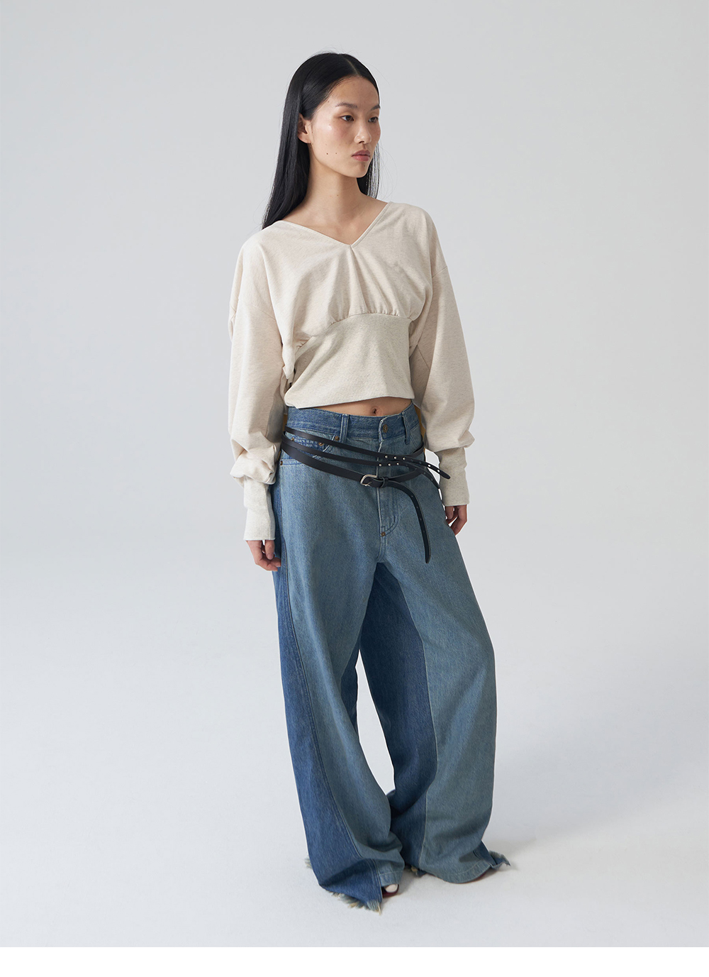 경 투톤 데님 팬츠 블루 | Gyeong | KREAM