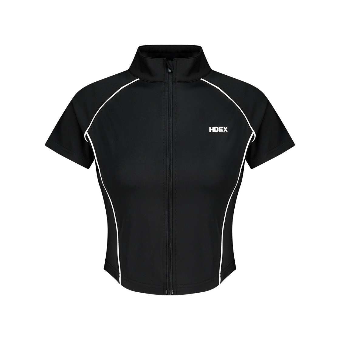 에이치덱스 우먼스 서포트 파이핑 숏 슬리브 집업 Black | HDEX | KREAM