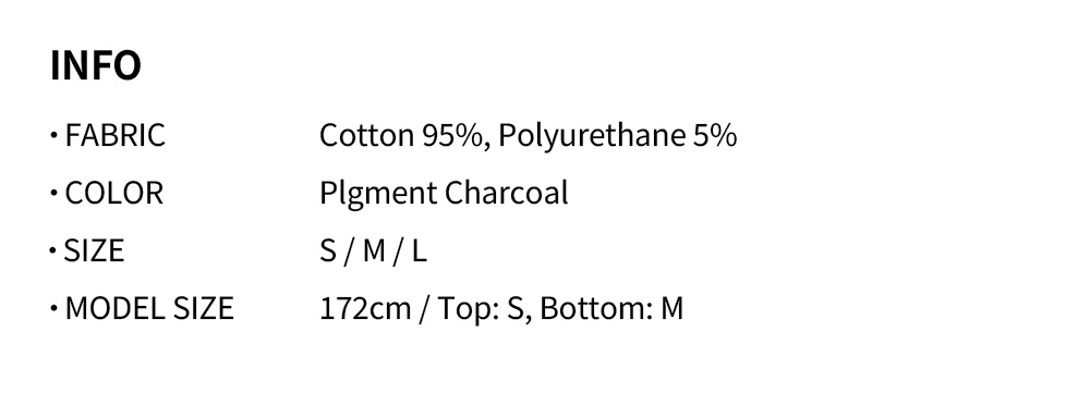 에이치덱스 에센셜 리브드 피그먼트 크롭 숏 슬리브 Pigment Charcoal | HDEX | KREAM