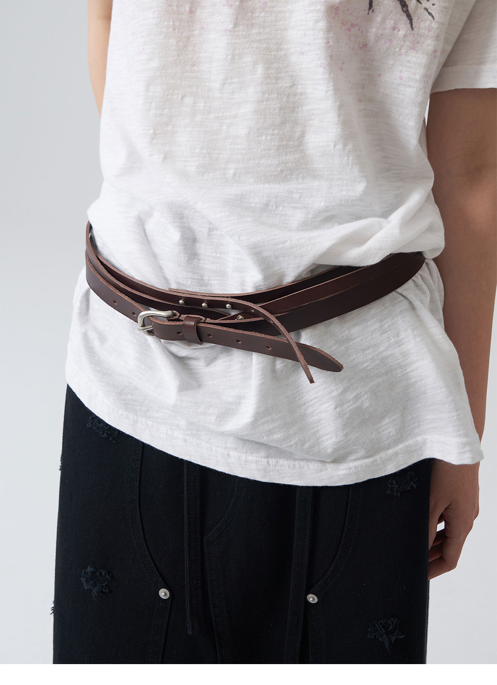 경 레이어드 더블 벨트 브라운 | Gyeong | KREAM