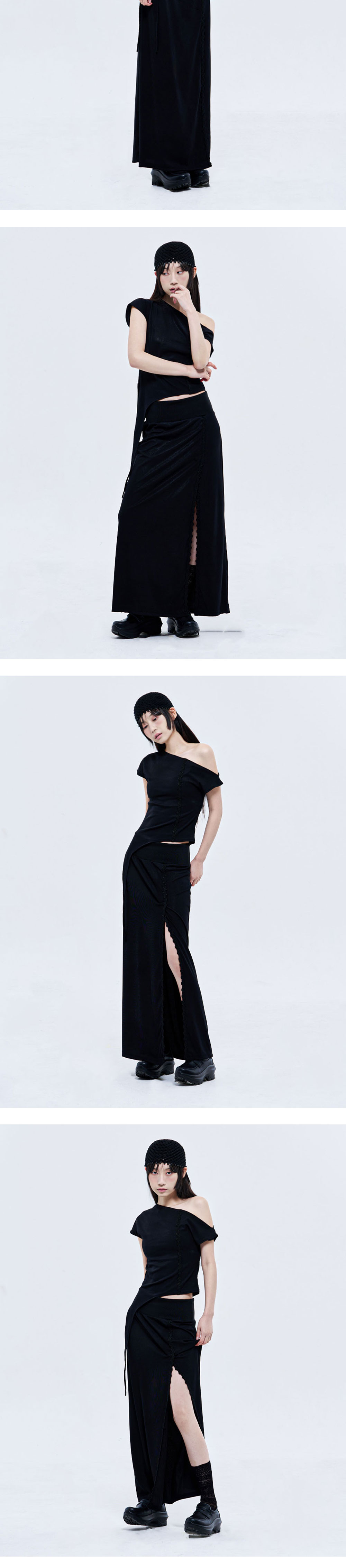 공일공사 레이스 슬릿 롱 스커트 | 0104 | KREAM