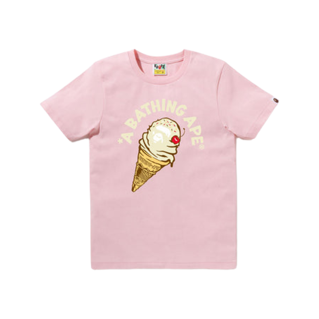 (W) 베이프 아이스크림 티셔츠 핑크 아이보리 | BAPE | KREAM