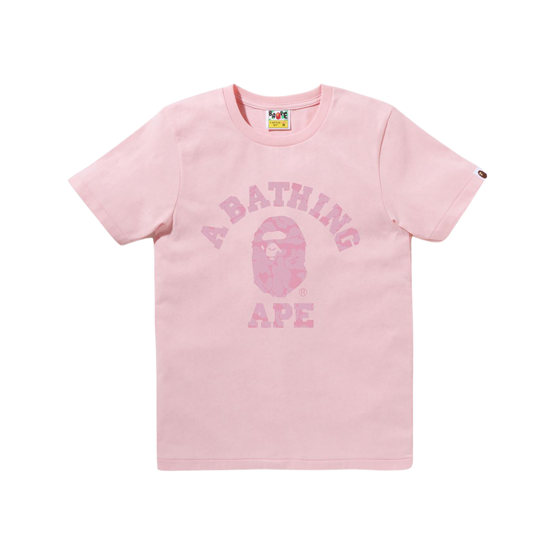 (W) 베이프 솔리드 카모 컬리지 티셔츠 핑크 | BAPE | KREAM