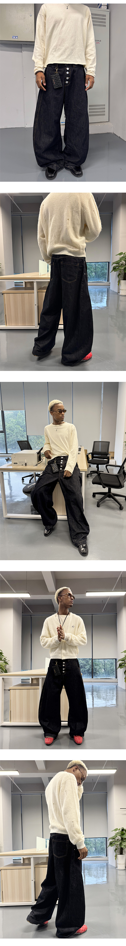 스팁 80s 페이크 버튼플라이 커브드 데님 | STEEPC | KREAM