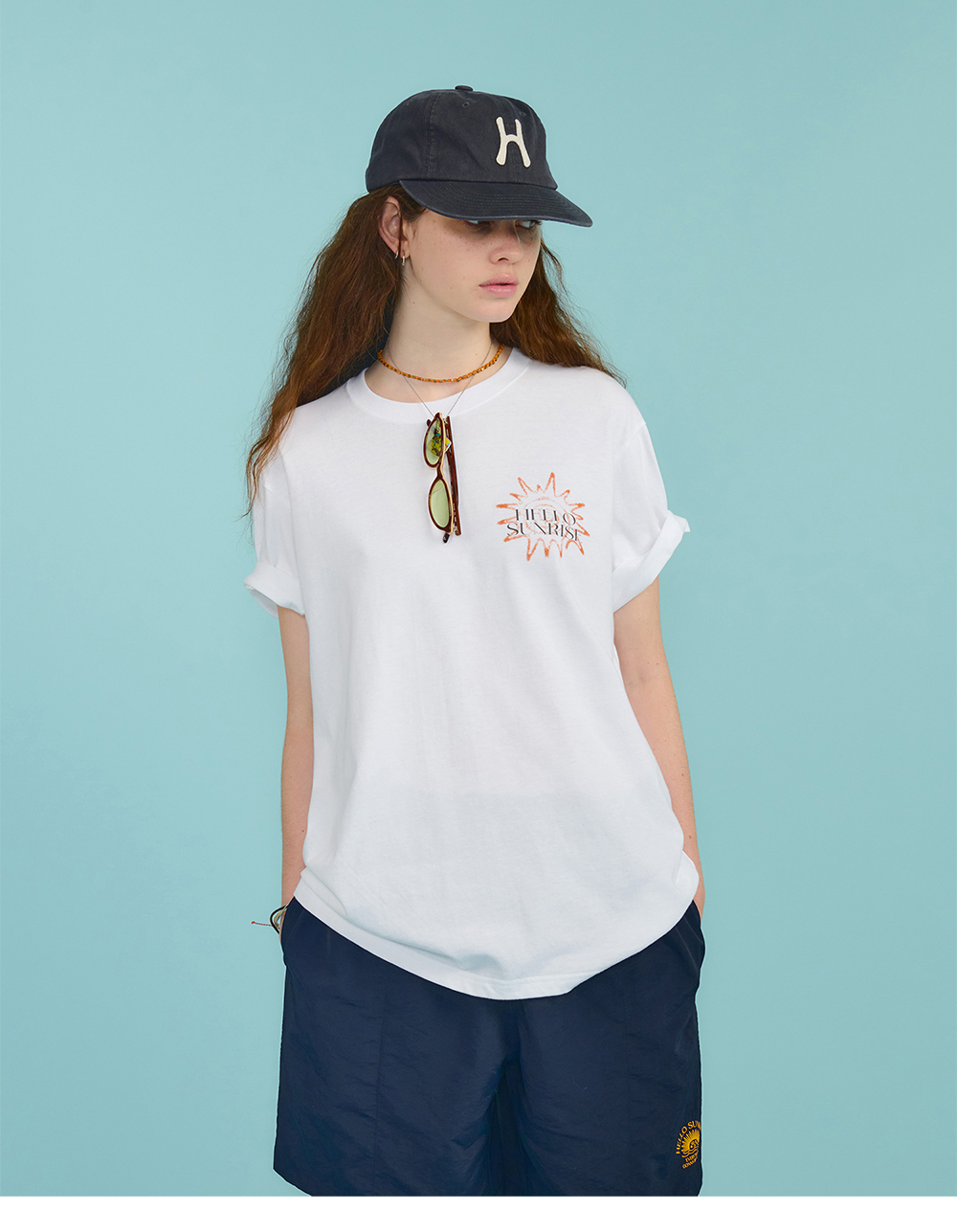 헬로선라이즈 선버스트 아이콘 티 흰색 | Hello Sunrise | KREAM