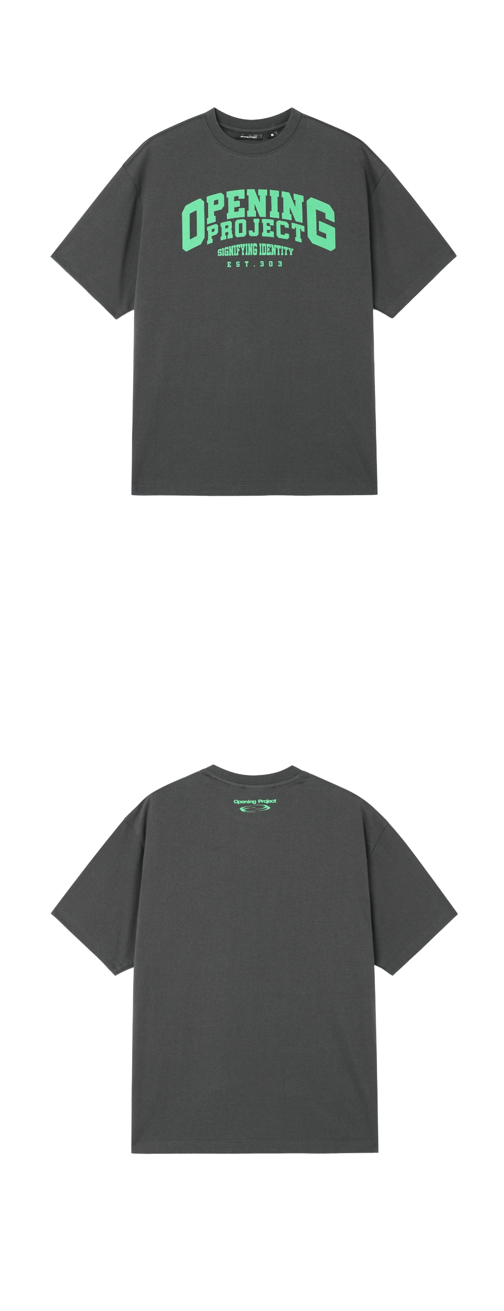 오프닝프로젝트 아치 로고 티셔츠 차콜 | Opening Project | KREAM