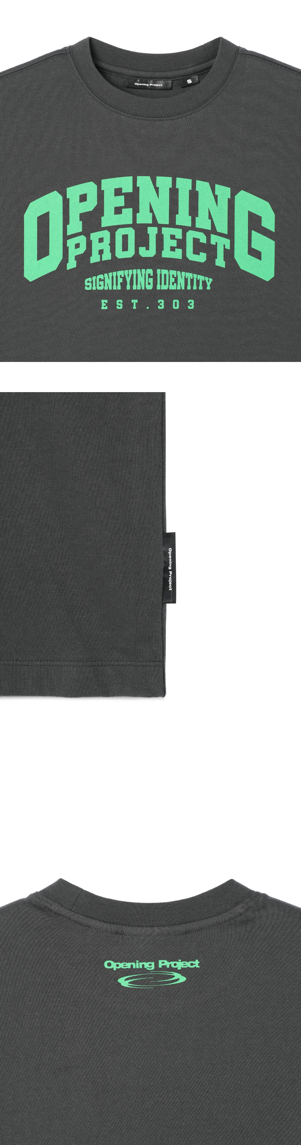 오프닝프로젝트 아치 로고 티셔츠 차콜 | Opening Project | KREAM