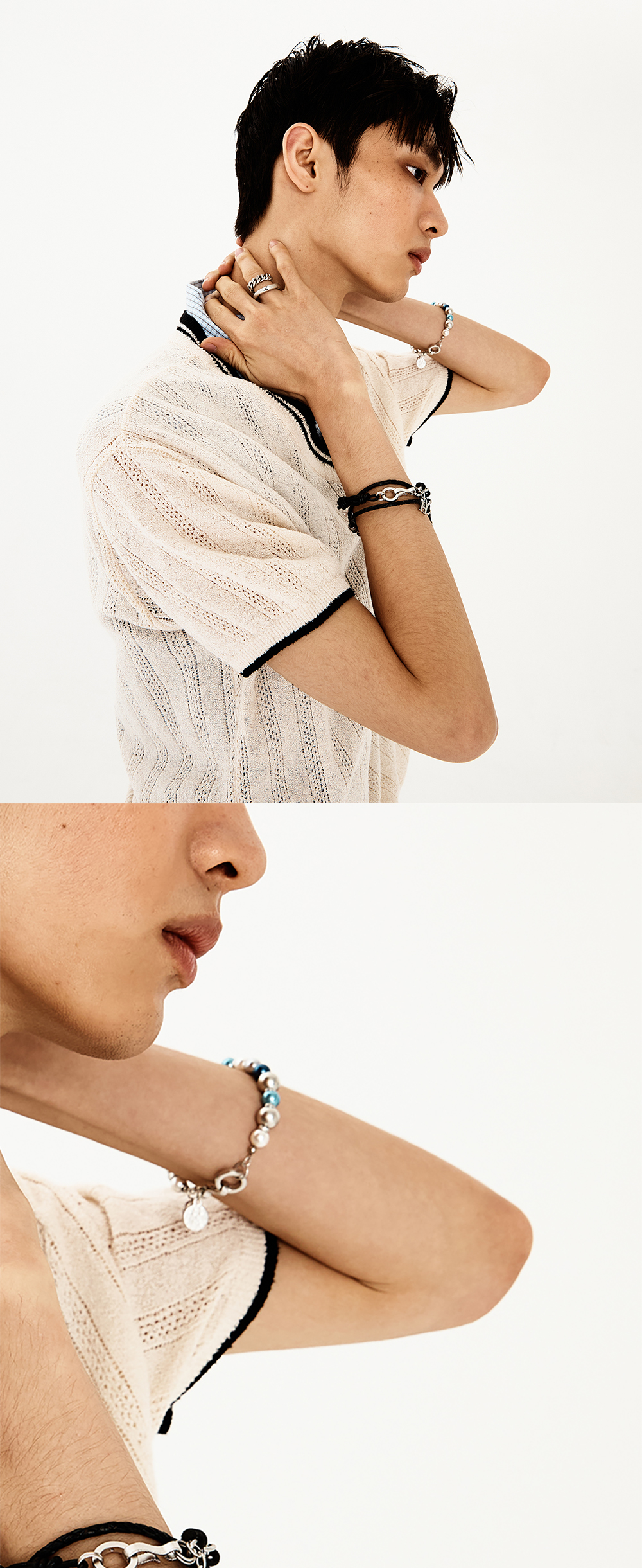 알렌느 메탈릭 멀티 블루 펄 브레이슬릿 | Haleine | KREAM