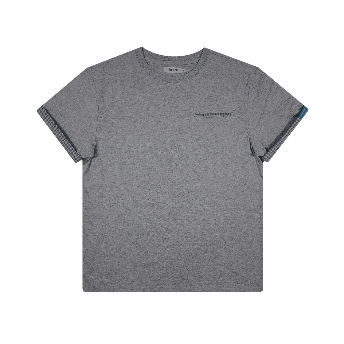 휴이 체크 롤 업 티 그레이 | Huey | KREAM