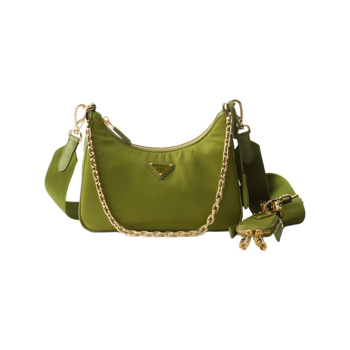 프라다 리에디션 2005 리나일론 앤 사피아노 레더 백 참 아이비 그린 | Prada | KREAM