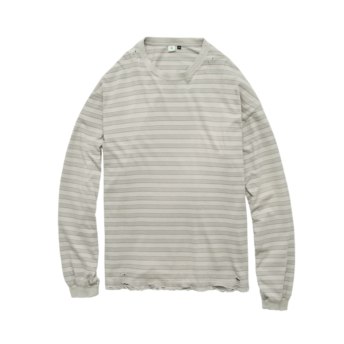 폴리테루 스트라이프 롱슬리브 하드 데미지드 002 워시드 에크루 | Polyteru | KREAM