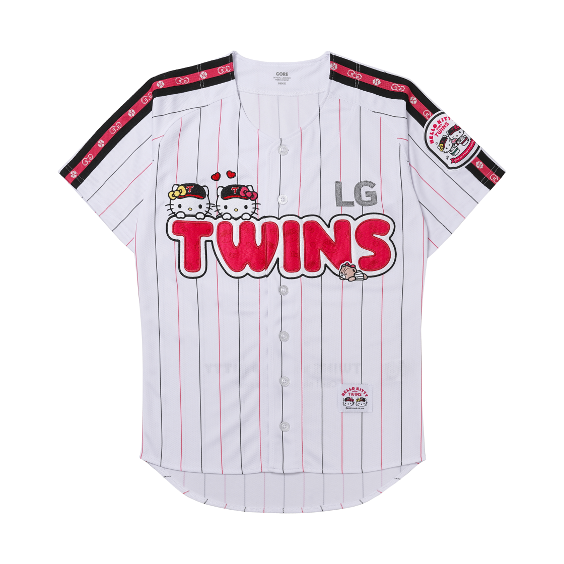 LG 트윈스 x 헬로 키티 캐릭터 유니폼 화이트 핑크 (논 마킹 버전) | KREAM