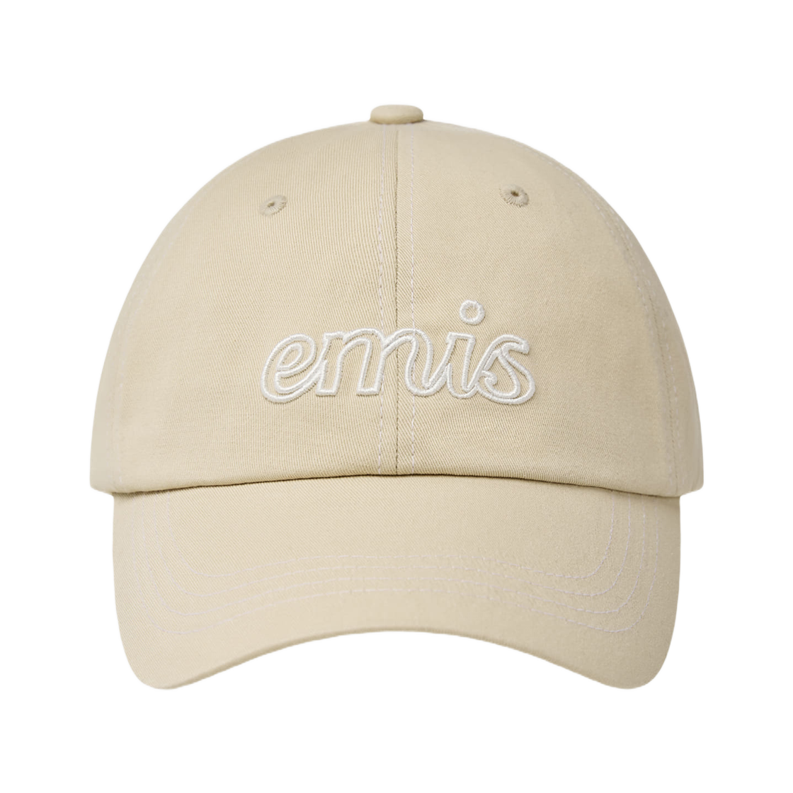 이미스 레터링 로고 화이트 스티치 볼캡 라이트 베이지 | Emis | KREAM