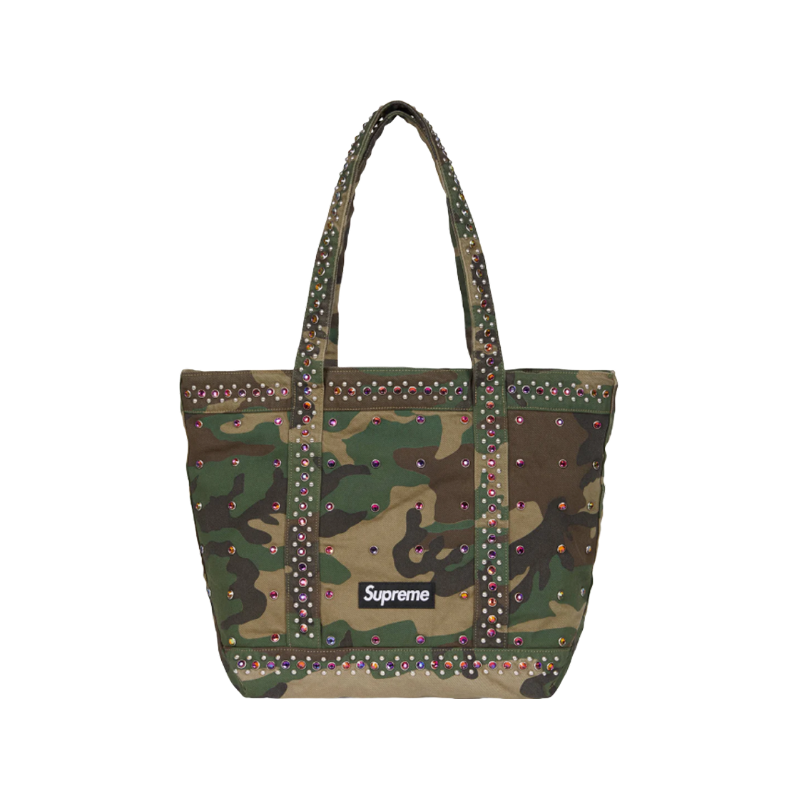 슈프림 x B.B. 사이먼 데님 토트백 우드랜드 카모 - 25SS | Supreme | KREAM