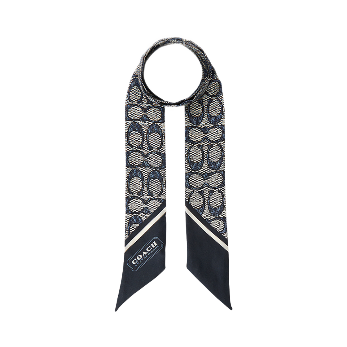 (W) 코치 시그니처 실크 스키니 스카프 네이비 | Coach | KREAM