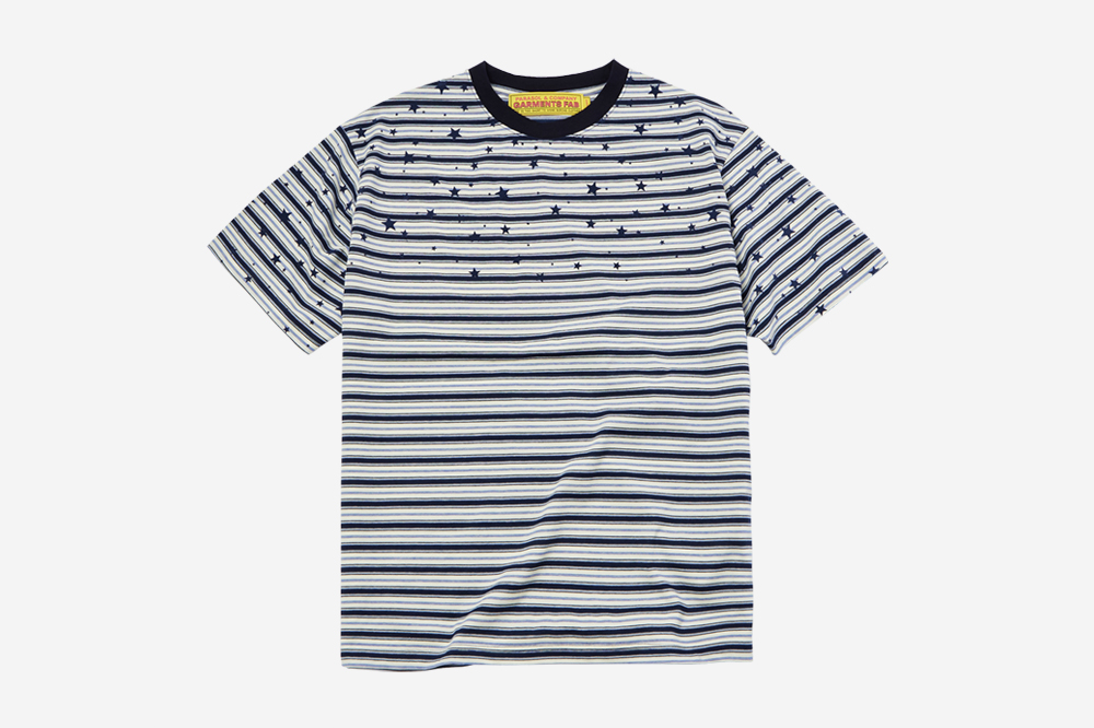 가먼츠팹 별 무늬 털 나염 줄무늬 티셔츠 네이비 | Garments Fab | KREAM