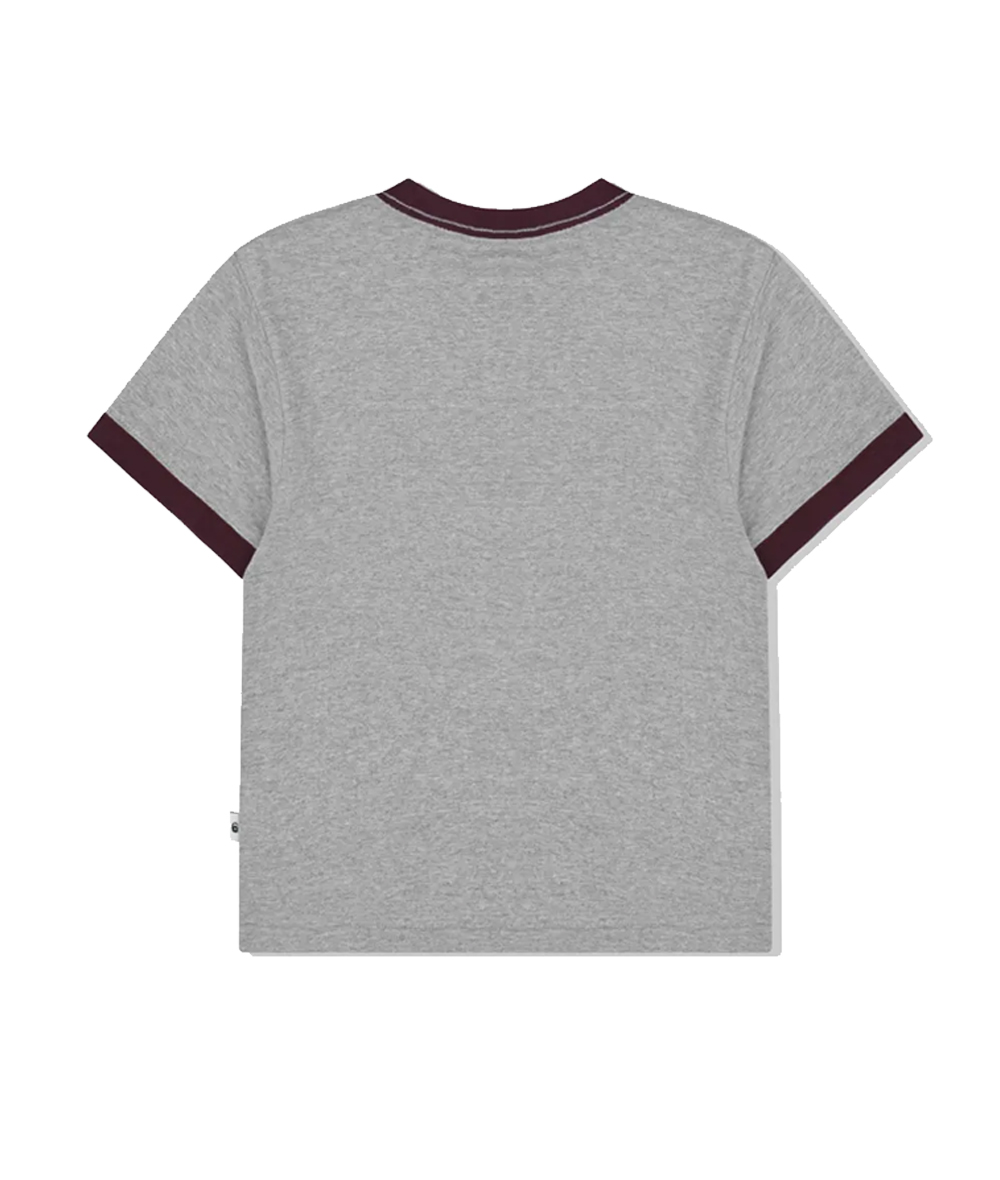 이스케이프프롬 하트 E 로고 프린트 링거 반팔티 퍼플 | ESCAPEFROM | KREAM