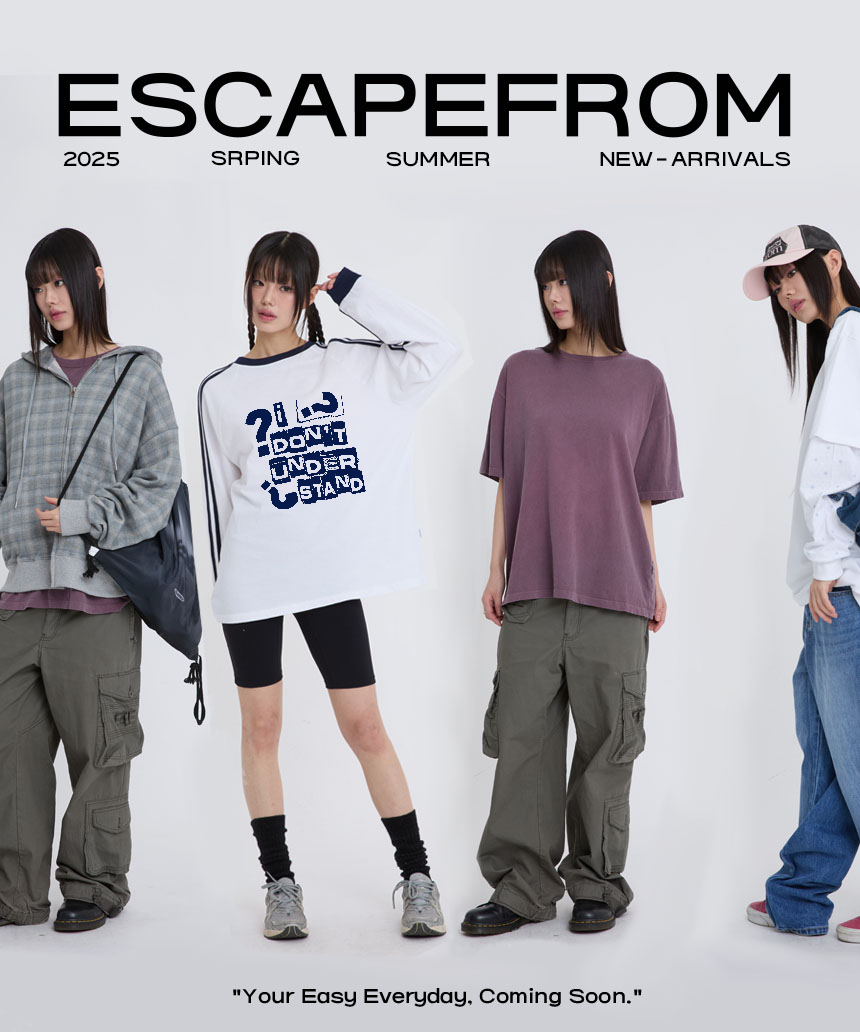 이스케이프프롬 별 데님 ESCF 로고 콜라주 프린트 래글런 배색 반팔티 네이비 | ESCAPEFROM | KREAM