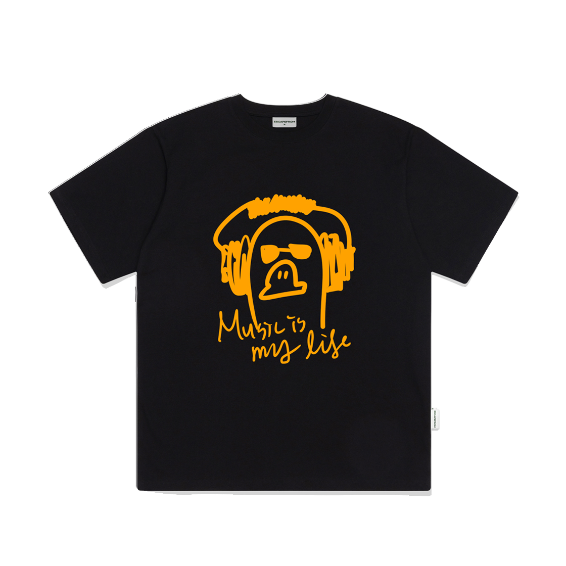 이스케이프프롬 뮤직이즈마이라이프 프린트 오버핏 반팔티 블랙 | ESCAPEFROM | KREAM