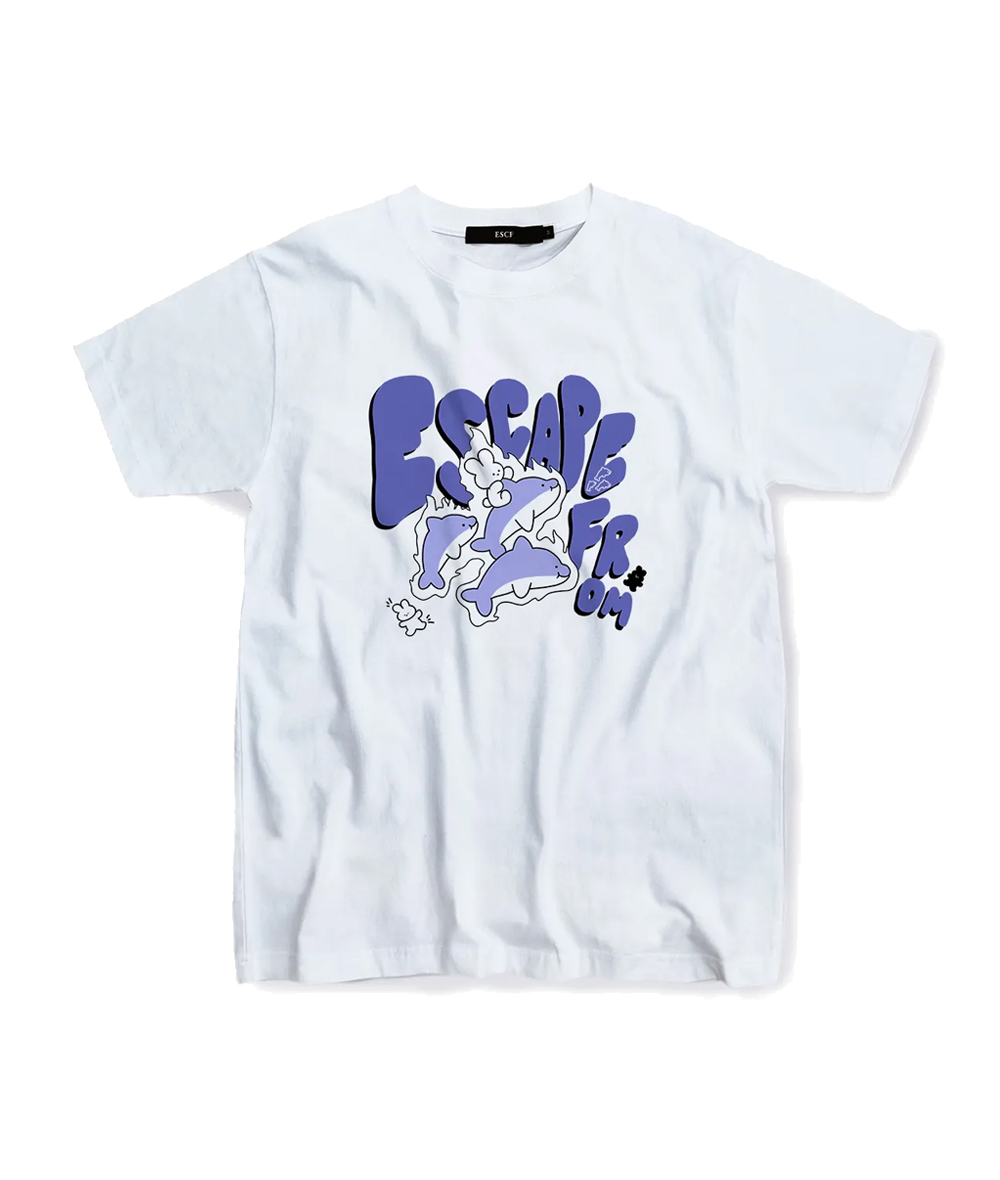 이스케이프프롬 라이딩 돌핀 티셔츠 화이트 | ESCAPEFROM | KREAM