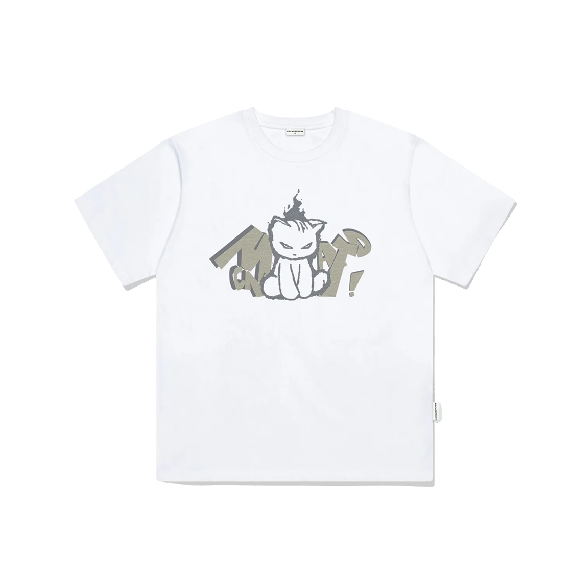 이스케이프프롬 매드 캣 프린트 오버핏 반팔티 화이트 | ESCAPEFROM | KREAM