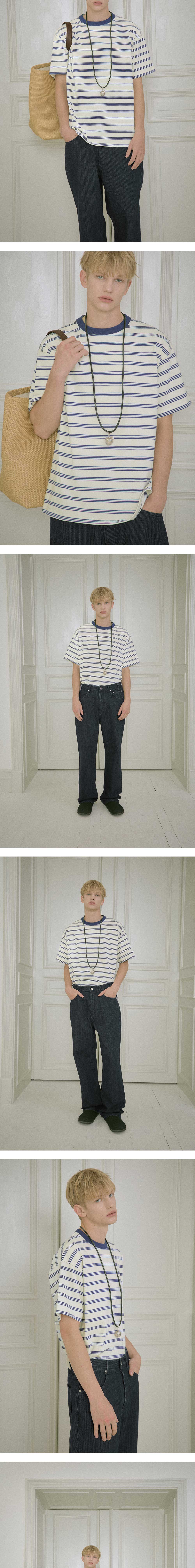 에스티유 멀티 스트라이프 티셔츠 네이비 | STU | KREAM