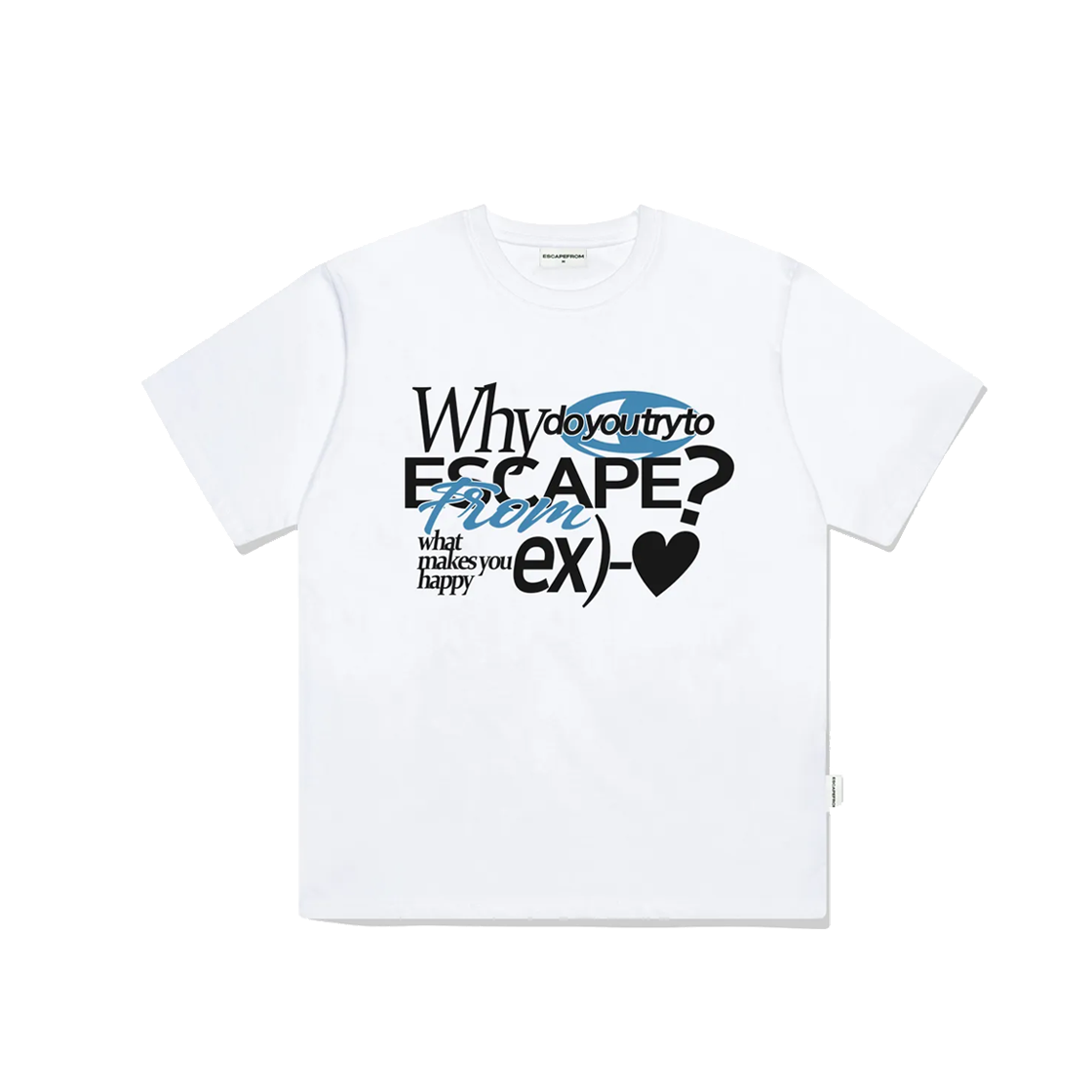이스케이프프롬 ex 블루하트 프린트 오버핏 반팔티 화이트 | ESCAPEFROM | KREAM