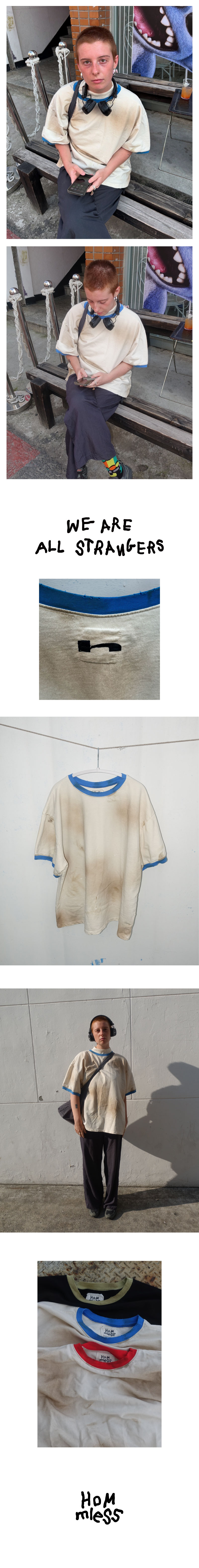 홈리스 디스트레스 링거 티 블루 | Hommless | KREAM