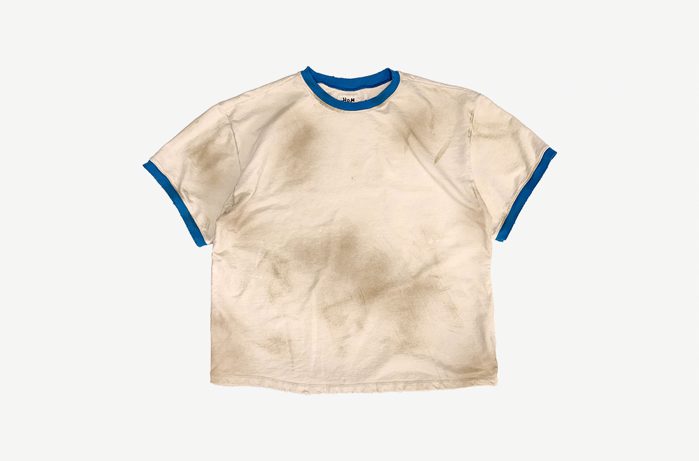 홈리스 디스트레스 링거 티 블루 | Hommless | KREAM