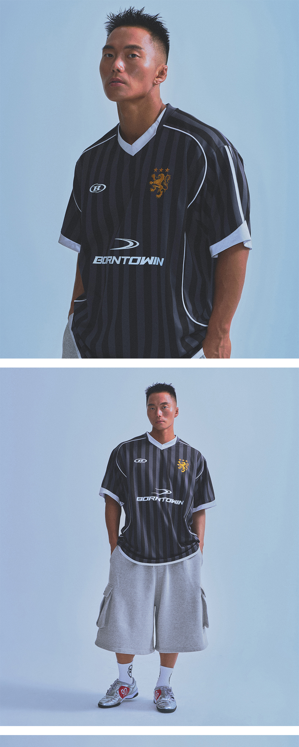 본투윈 심볼 B 사커 스트라이프 저지 블랙 | BORN TO WIN | KREAM