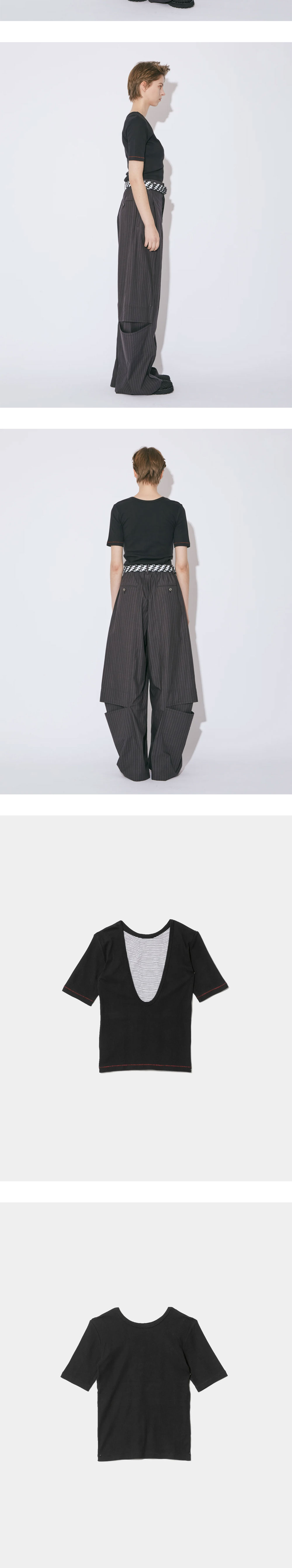 뷰티풀피플 우먼 밀러 더블 프런트 티셔츠 블랙 화이트 - 25FW | Beautiful People | KREAM