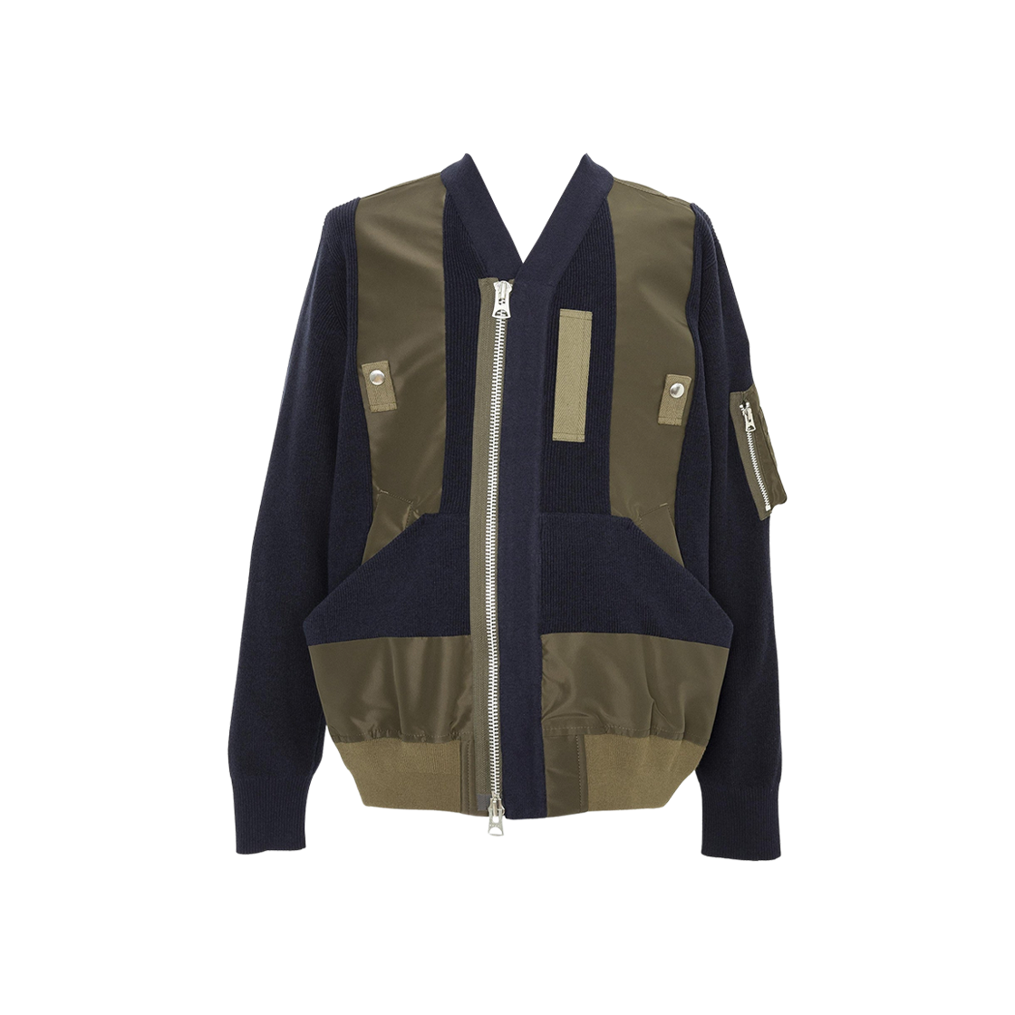 사카이 나일론 트윌 니트 블루종 네이비 다크 카키 | Sacai | KREAM