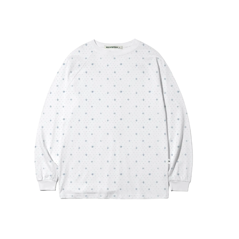 이스케이프프롬 뾰족별 풀프린트 롱슬리브 화이트 | ESCAPEFROM | KREAM
