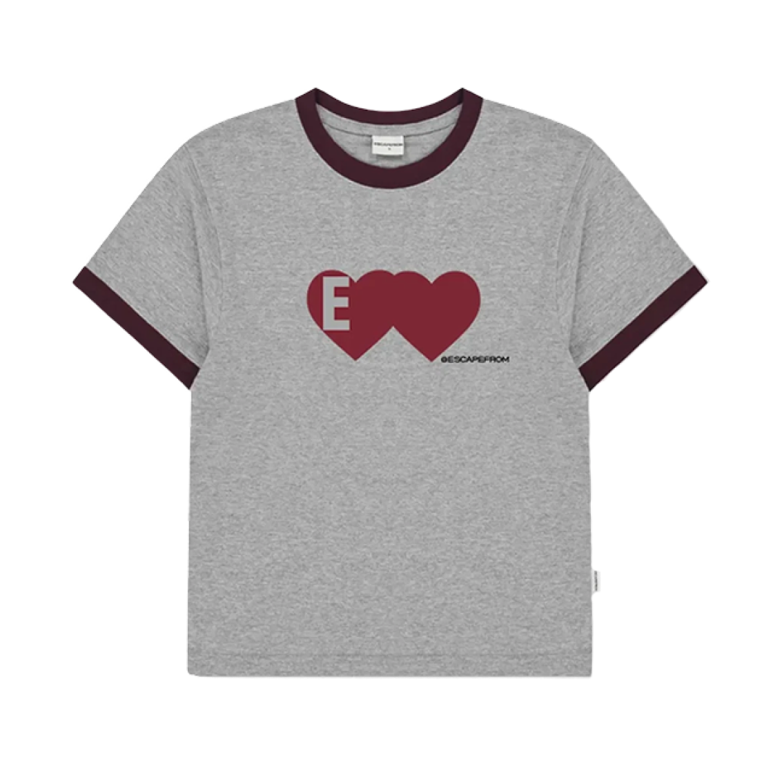 이스케이프프롬 하트 E 로고 프린트 링거 반팔티 퍼플 | ESCAPEFROM | KREAM