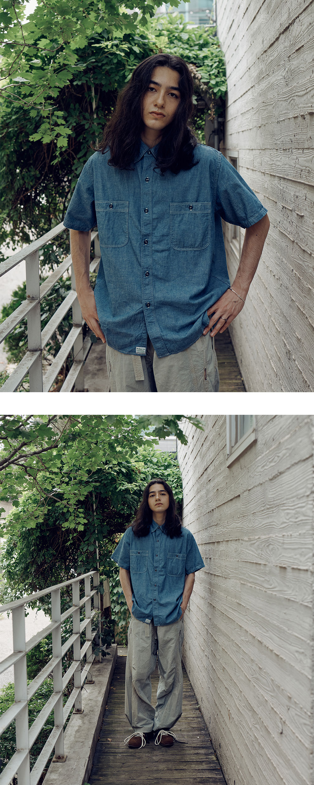 오어슬로우 쇼트 슬리브 워크 셔츠 샴브레이 - 25SS | Orslow | KREAM