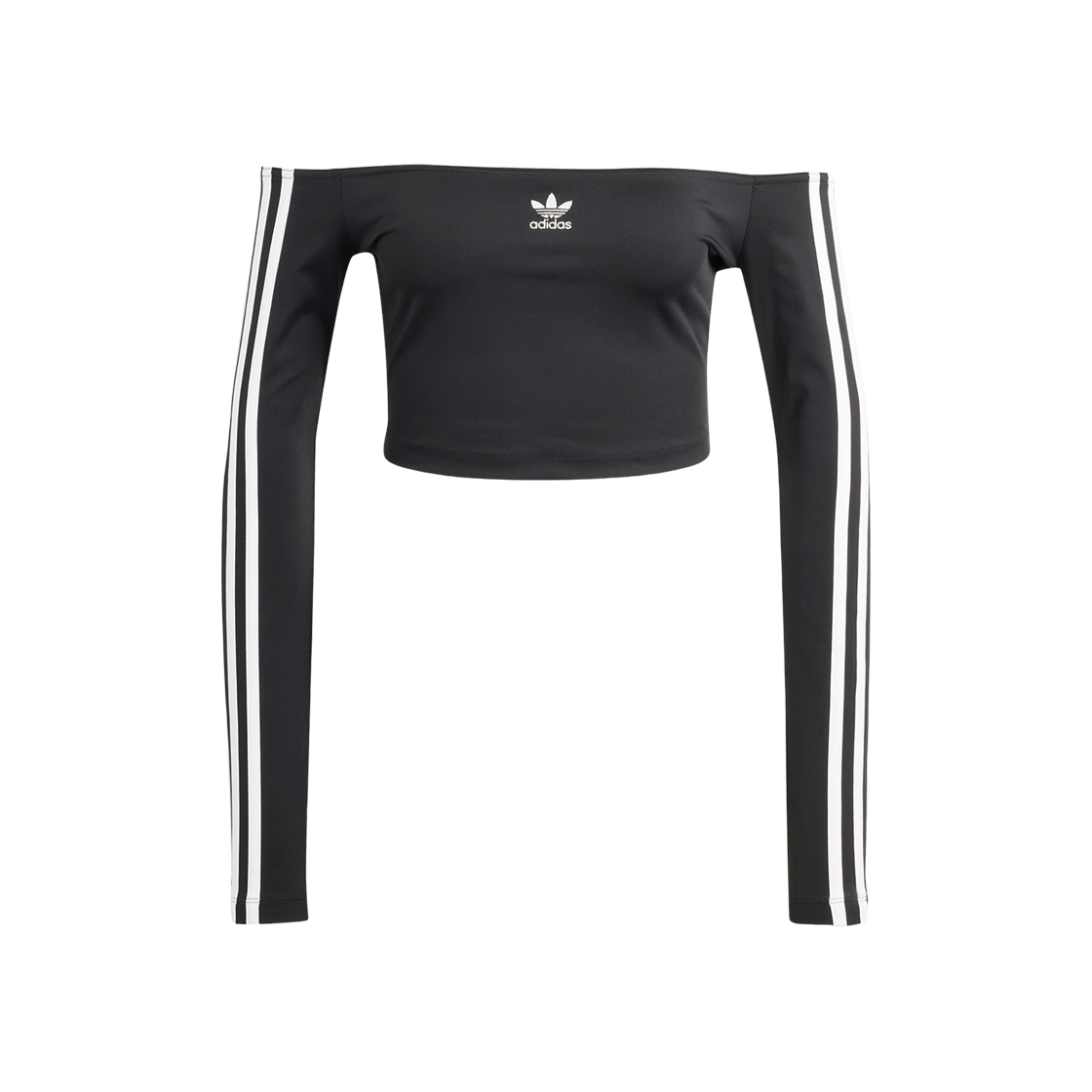 (W) 아디다스 아디컬러 오프 숄더 롱슬리브 티셔츠 블랙 - US 사이즈 | Adidas | KREAM