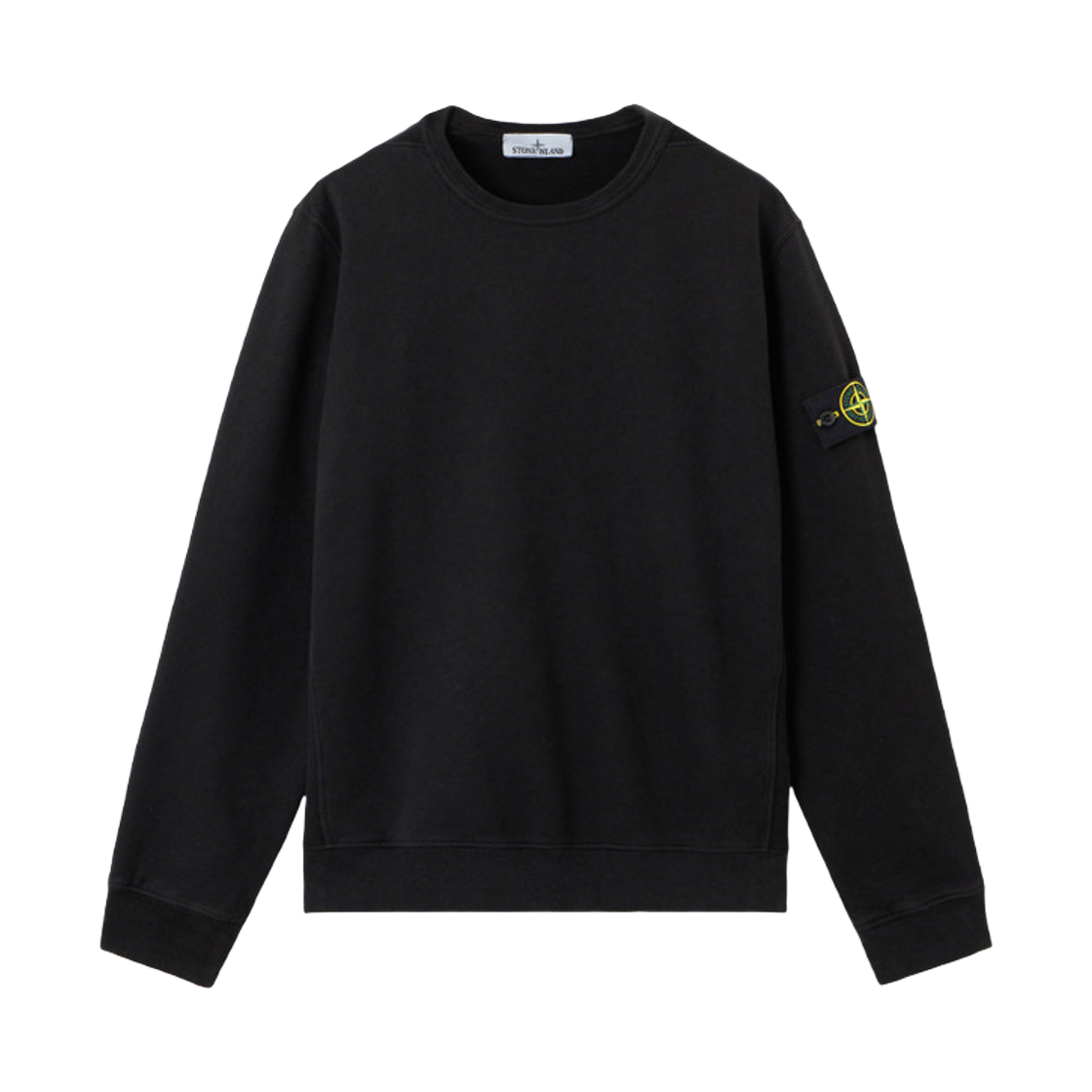 스톤 아일랜드 6100028 브러쉬드 오가닉 코튼 플리스 레귤러 핏 크루넥 스웨트셔츠 립드 인서트 블랙 - 25FW | Stone Island | KREAM