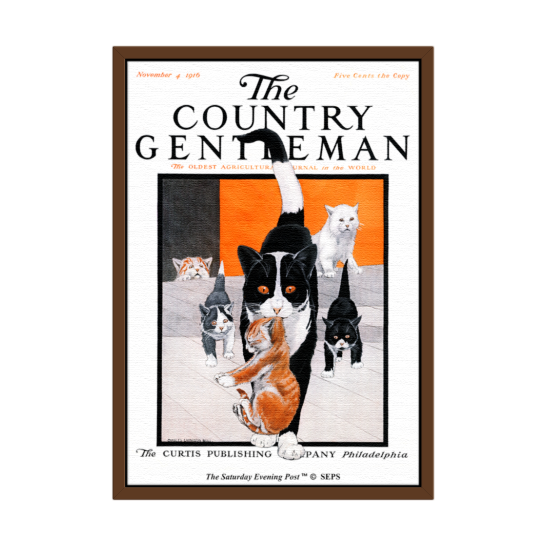 더 새터데이 이브닝 포스트 프레임 포스터_어미 고양이와 새끼들_A2 | THE SATURDAY EVENING POST | KREAM