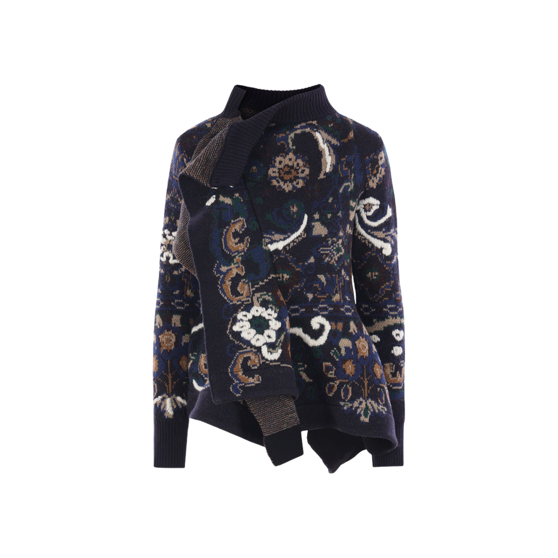 (W) 사카이 플로랄 자카드 니트 가디건 네이비 | Sacai | KREAM