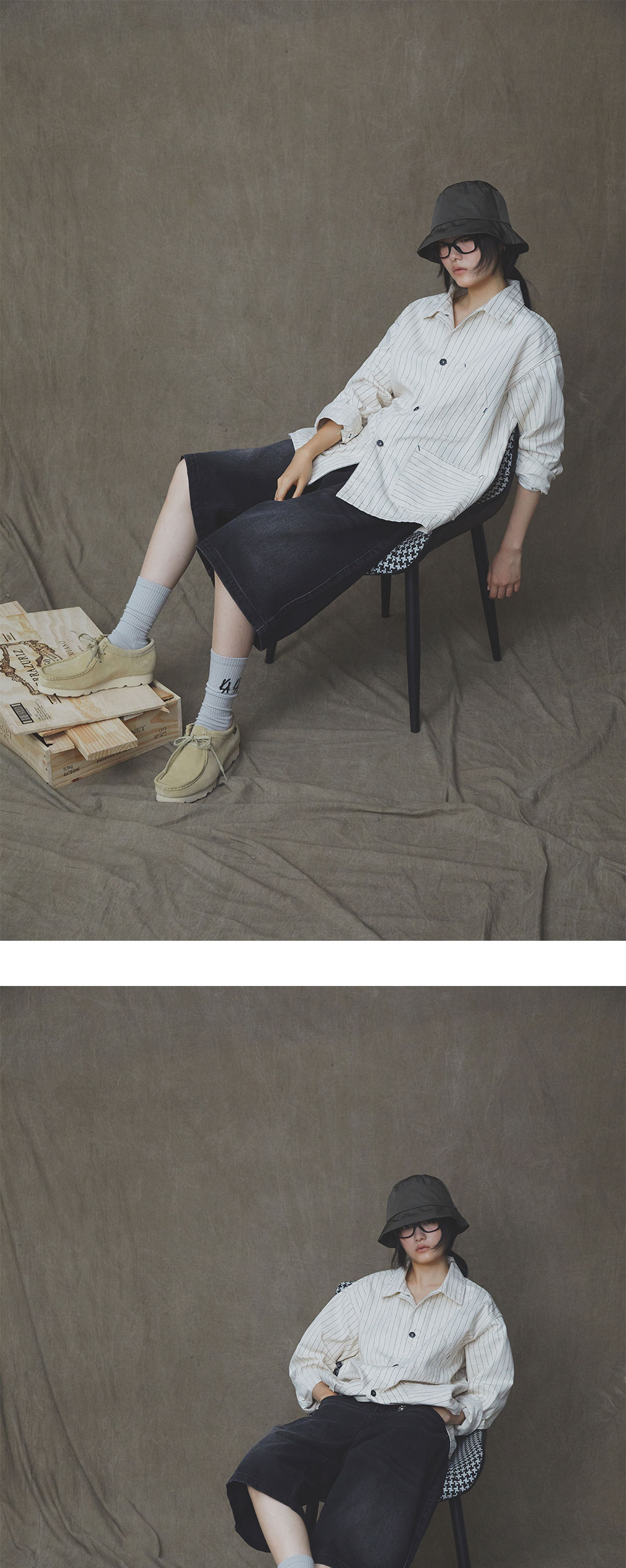 나나서카 마이크로 터치 트윌 쉐입 메모리 버킷햇 올리브 | 77circa | KREAM