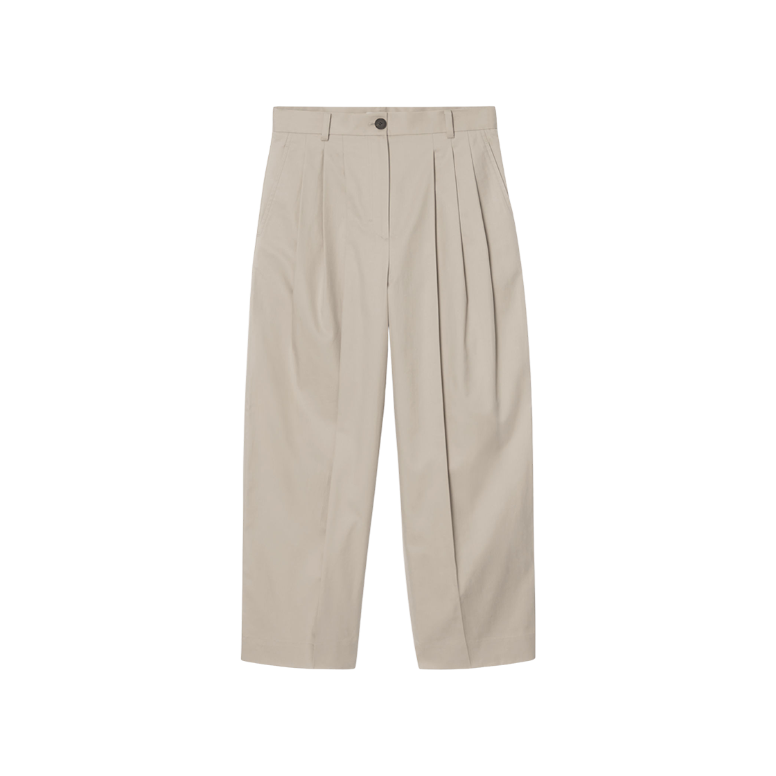(W) 코스 플리티드 배럴 레그 코튼 트라우저 베이지 | COS | KREAM
