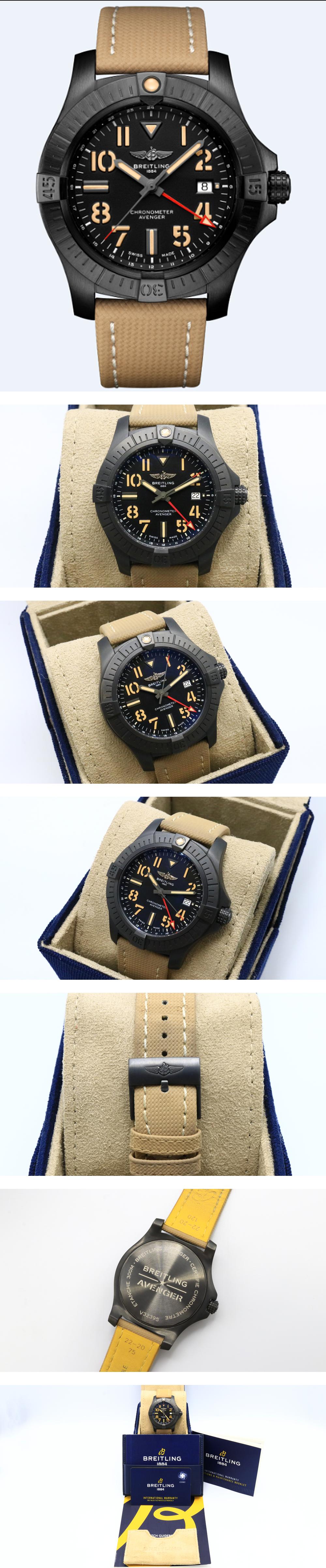 [B등급] 브라이틀링 어벤저 오토매틱 GMT 45 나이트미션 | Breitling Vintage | KREAM