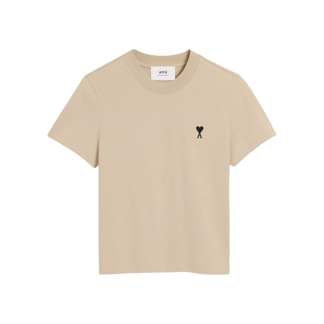(W) 아미 스몰 하트 로고 코튼 크롭 티셔츠 베이지 블랙 | AMI | KREAM
