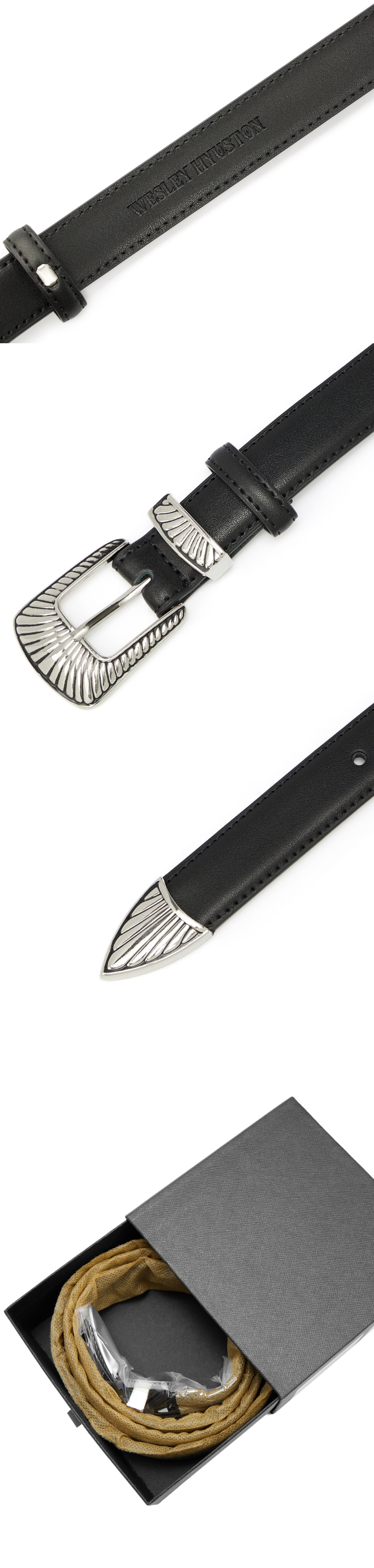 웨슬리휴스턴 웨스턴 버클 카우하이드 레더 벨트 블랙 | WESLEY HYUSTON | KREAM